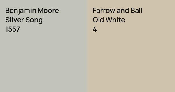 Benjamin Moore Silver Song vs. Farrow and Ball Old White comparison