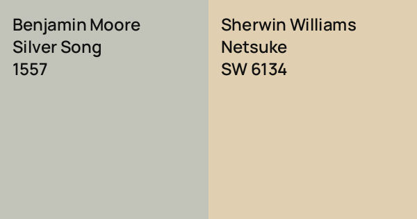 Benjamin Moore Silver Song vs. Sherwin Williams Netsuke comparison