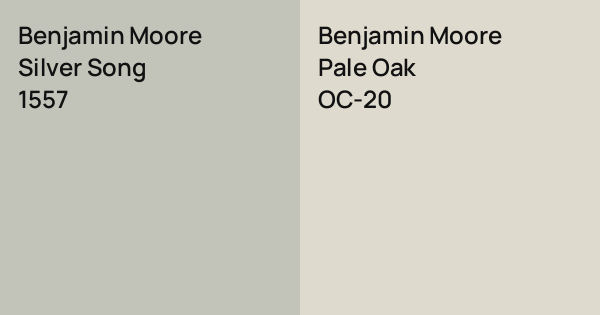 Benjamin Moore Silver Song vs. Benjamin Moore Pale Oak comparison