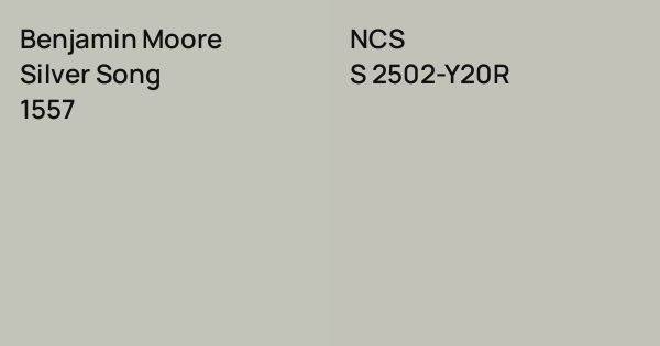 Benjamin Moore Silver Song vs. NCS S 2502-Y20R comparison