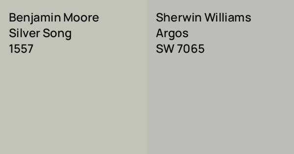 Benjamin Moore Silver Song vs. Sherwin Williams Argos comparison