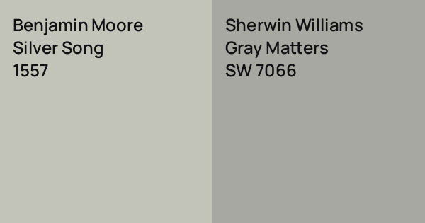 Benjamin Moore Silver Song vs. Sherwin Williams Gray Matters comparison