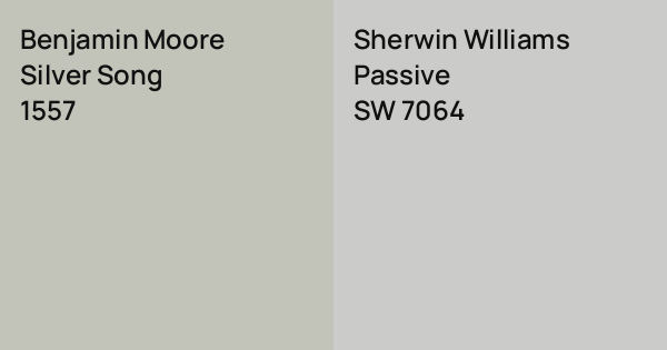 Benjamin Moore Silver Song vs. Sherwin Williams Passive comparison