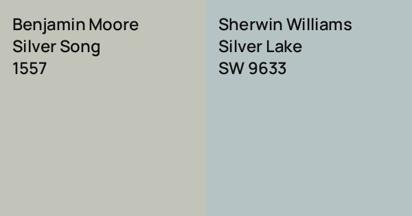 Benjamin Moore Silver Song vs. Sherwin Williams Silver Lake comparison