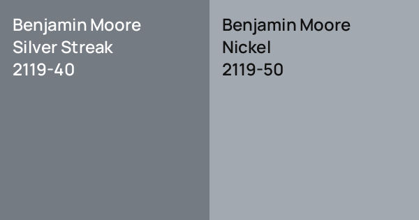 Benjamin Moore Silver Streak vs. Benjamin Moore Nickel comparison