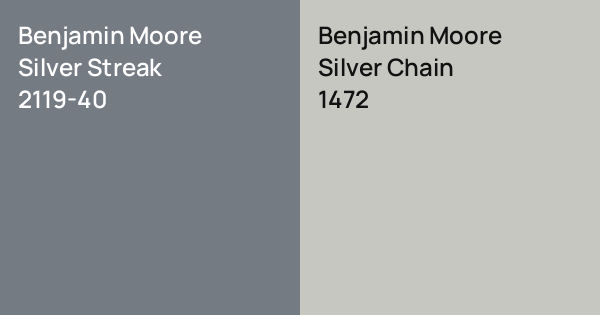 Benjamin Moore Silver Streak vs. Benjamin Moore Silver Chain comparison