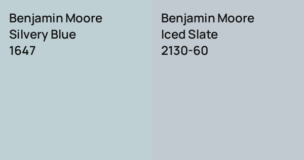 Benjamin Moore Silvery Blue vs. Benjamin Moore Iced Slate comparison