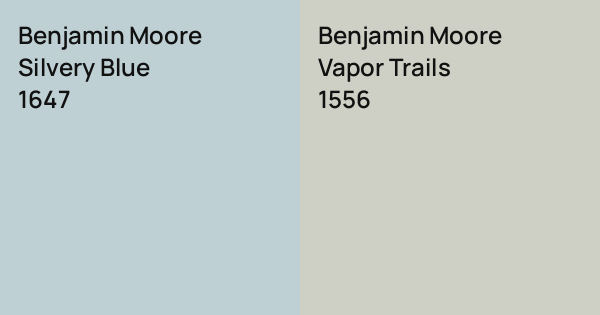 Benjamin Moore Silvery Blue vs. Benjamin Moore Vapor Trails comparison