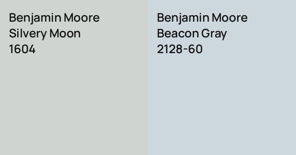 Benjamin Moore Silvery Moon vs. Benjamin Moore Beacon Gray comparison