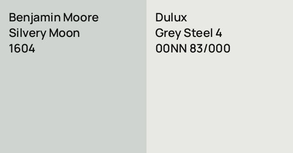 Benjamin Moore Silvery Moon vs. Dulux Grey Steel 4 comparison