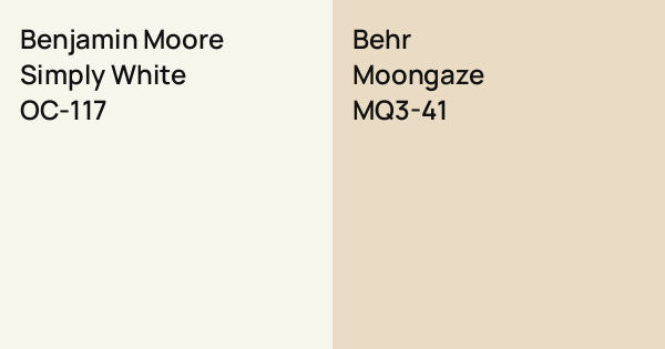 Benjamin Moore Simply White vs. Behr Moongaze comparison