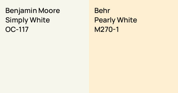 Benjamin Moore Simply White vs. Behr Pearly White comparison