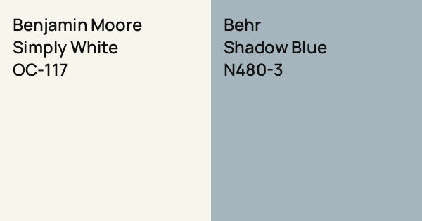 Benjamin Moore Simply White vs. Behr Shadow Blue comparison
