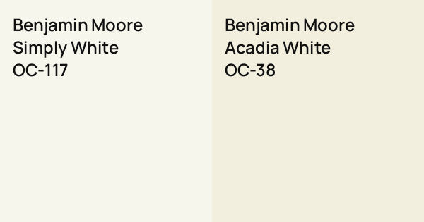 Benjamin Moore Simply White vs. Benjamin Moore Acadia White comparison