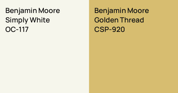 Benjamin Moore Simply White vs. Benjamin Moore Golden Thread comparison