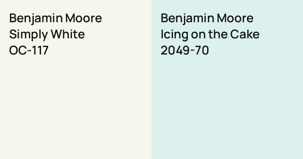 Benjamin Moore Simply White vs. Benjamin Moore Icing on the Cake comparison