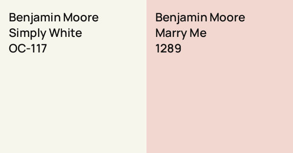Benjamin Moore Simply White vs. Benjamin Moore Marry Me comparison