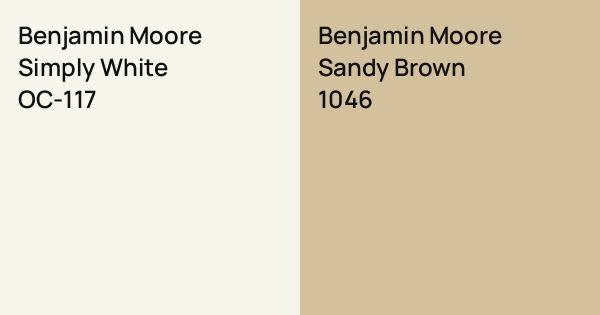 Benjamin Moore Simply White vs. Benjamin Moore Sandy Brown comparison