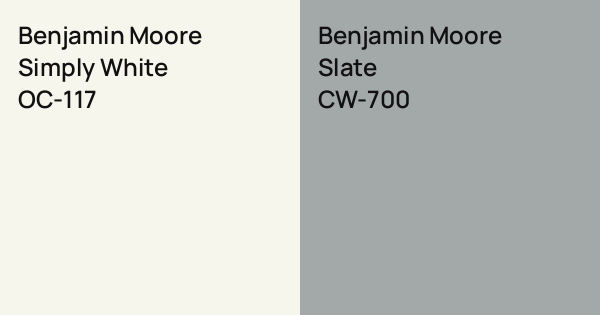 Benjamin Moore Simply White vs. Benjamin Moore Slate comparison