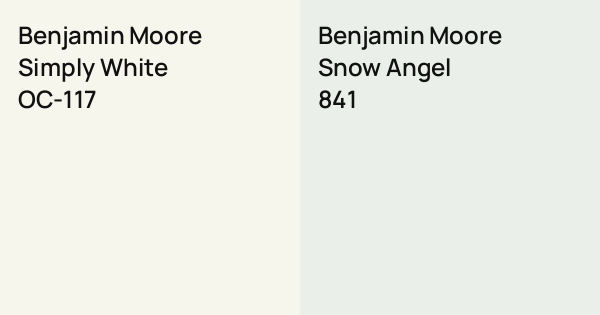 Benjamin Moore Simply White vs. Benjamin Moore Snow Angel comparison