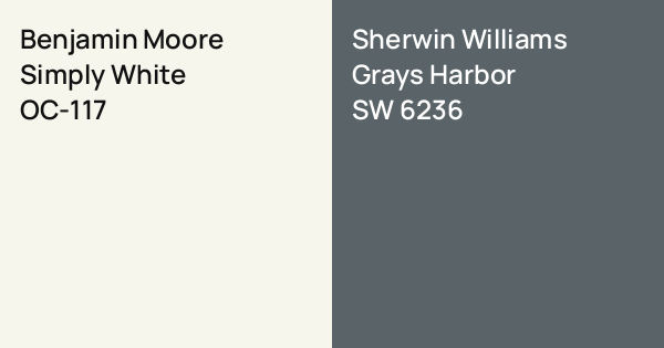 Benjamin Moore Simply White vs. Sherwin Williams Grays Harbor comparison