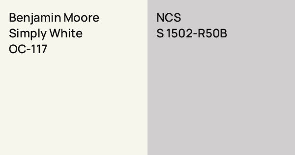 Benjamin Moore Simply White vs. NCS S 1502-R50B comparison