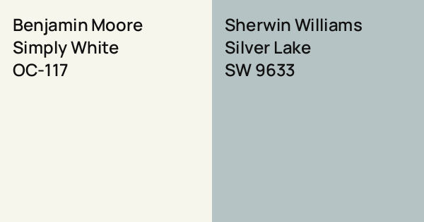 Benjamin Moore Simply White vs. Sherwin Williams Silver Lake comparison