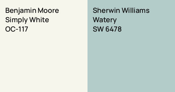 Benjamin Moore Simply White vs. Sherwin Williams Watery comparison