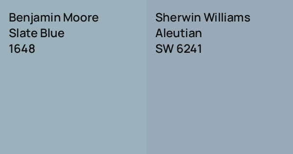 Benjamin Moore Slate Blue vs. Sherwin Williams Aleutian comparison