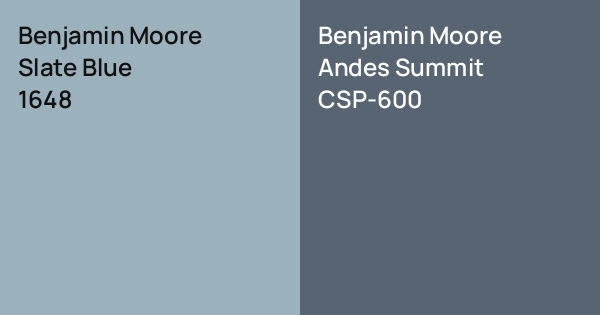 Benjamin Moore Slate Blue vs. Benjamin Moore Andes Summit comparison