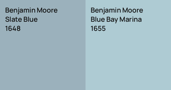 Benjamin Moore Slate Blue vs. Benjamin Moore Blue Bay Marina comparison