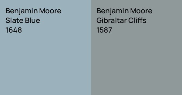 Benjamin Moore Slate Blue vs. Benjamin Moore Gibraltar Cliffs comparison
