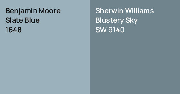 Benjamin Moore Slate Blue vs. Sherwin Williams Blustery Sky comparison