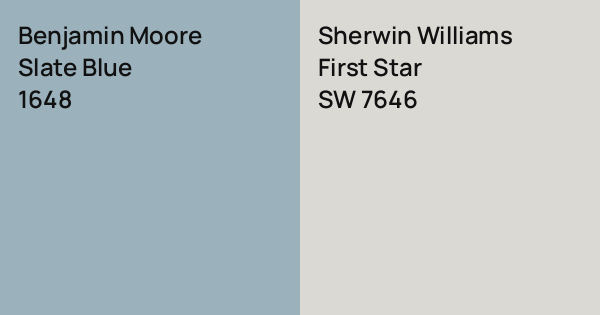 Benjamin Moore Slate Blue vs. Sherwin Williams First Star comparison