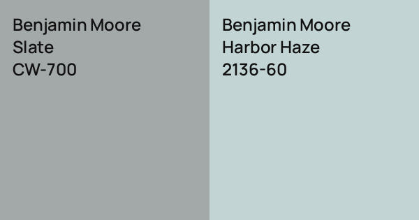 Benjamin Moore Slate vs. Benjamin Moore Harbor Haze comparison