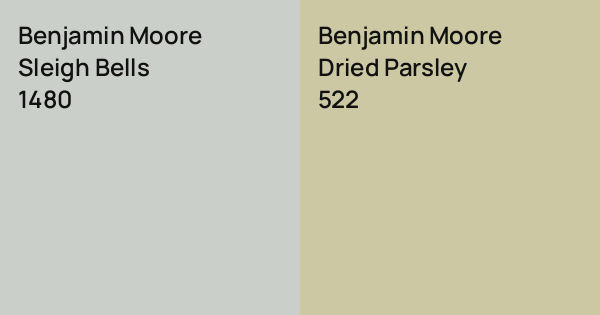 Benjamin Moore Sleigh Bells vs. Benjamin Moore Dried Parsley comparison