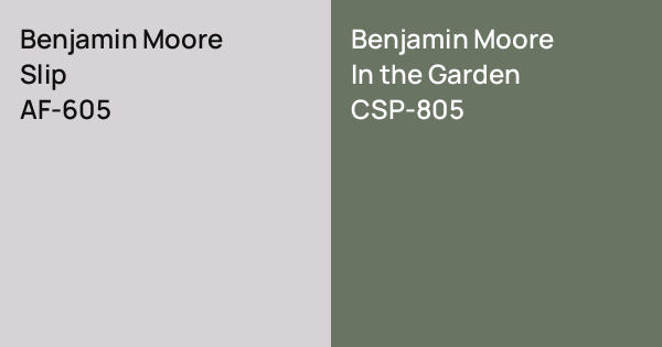 Benjamin Moore Slip vs. Benjamin Moore In the Garden comparison