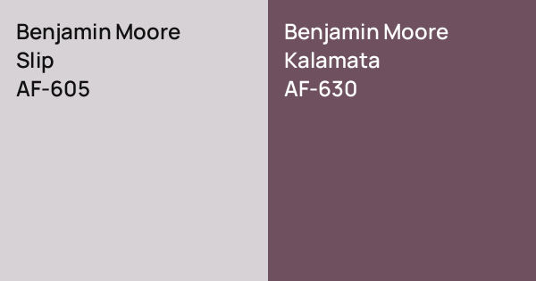 Benjamin Moore Slip vs. Benjamin Moore Kalamata comparison