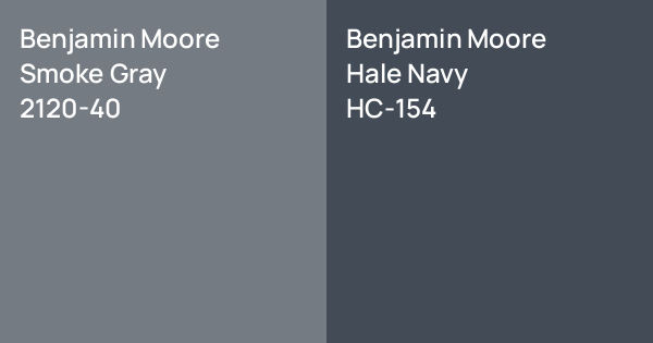 Benjamin Moore Smoke Gray vs. Benjamin Moore Hale Navy comparison