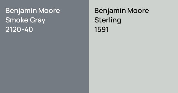 Benjamin Moore Smoke Gray vs. Benjamin Moore Sterling comparison