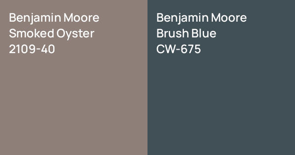 Benjamin Moore Smoked Oyster vs. Benjamin Moore Brush Blue comparison