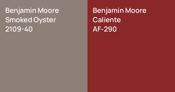 Benjamin Moore Smoked Oyster vs. Benjamin Moore Caliente comparison