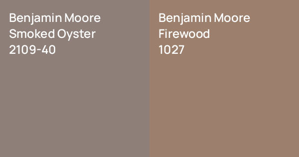 Benjamin Moore Smoked Oyster vs. Benjamin Moore Firewood comparison