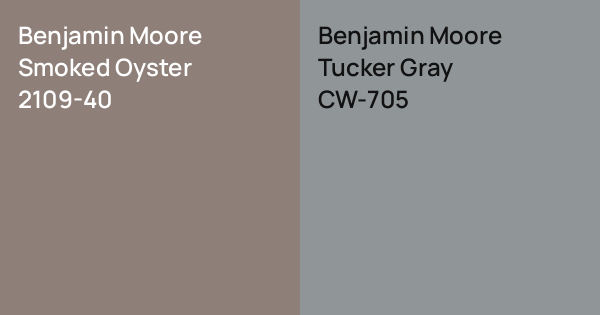 Benjamin Moore Smoked Oyster vs. Benjamin Moore Tucker Gray comparison