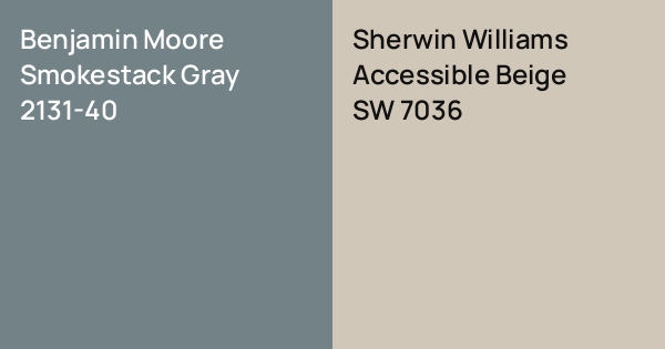 Benjamin Moore Smokestack Gray vs. Sherwin Williams Accessible Beige ...