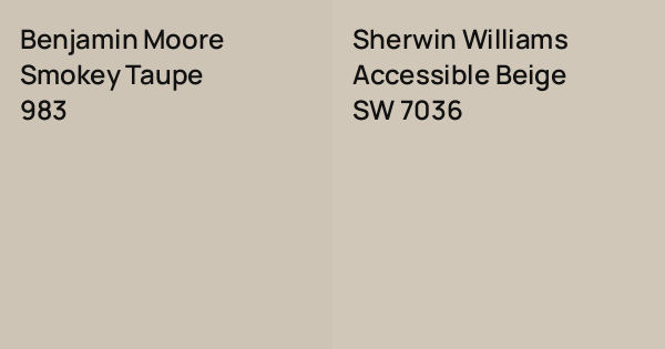 Benjamin Moore Smokey Taupe vs. Sherwin Williams Accessible Beige ...