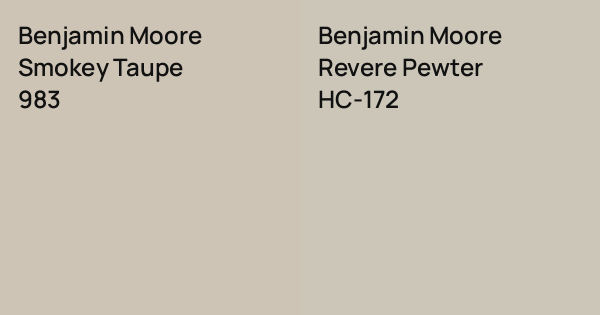 Benjamin Moore Smokey Taupe Vs Revere Pewter