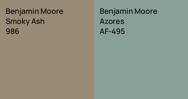 Benjamin Moore Smoky Ash vs. Benjamin Moore Azores comparison