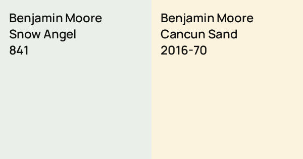 Benjamin Moore Snow Angel vs. Benjamin Moore Cancun Sand comparison