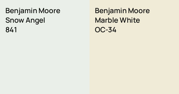 Benjamin Moore Snow Angel vs. Benjamin Moore Marble White comparison